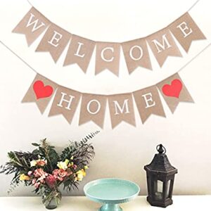 Welcome Home Burlap Banner - Personalized Welcome Home Banner, Homecoming Party Banner,Welcome New Home,Housewarming Party Decoration (Welcome Home Banner)