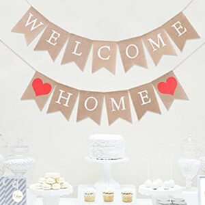 Welcome Home Burlap Banner - Personalized Welcome Home Banner, Homecoming Party Banner,Welcome New Home,Housewarming Party Decoration (Welcome Home Banner)