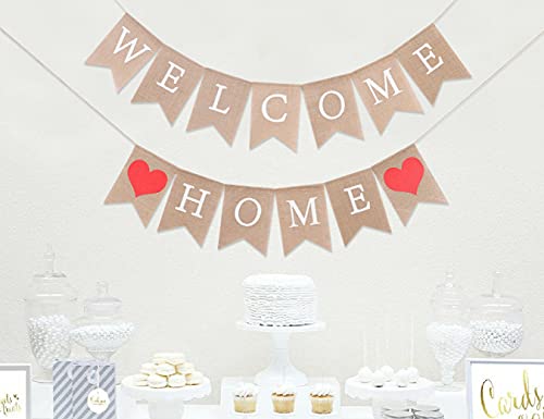 Welcome Home Burlap Banner - Personalized Welcome Home Banner, Homecoming Party Banner,Welcome New Home,Housewarming Party Decoration (Welcome Home Banner)