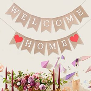 Welcome Home Burlap Banner - Personalized Welcome Home Banner, Homecoming Party Banner,Welcome New Home,Housewarming Party Decoration (Welcome Home Banner)