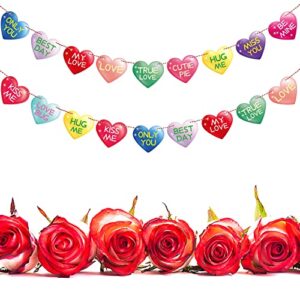 valentines heart garland banner decoration 36pcs colorful conversation heart shape cutouts valentines decoration party decor