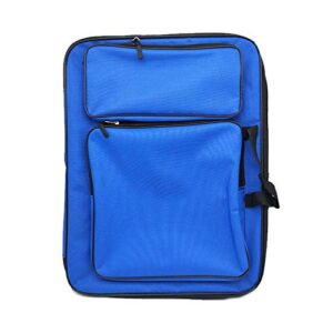 waterproof artist drawing board bag portable art portfolio carry case bag kids student art work tote, for 8k drawing board pencil case sketch folder palette and brushes etc.(49mmx36mm, dark blue)