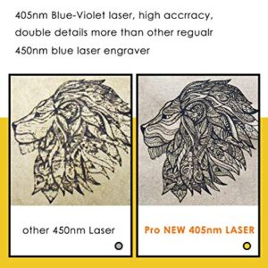 LaserPecker 1 Pro Laser Engraving Machine, Laser Engraver Mini 405nm Wavelength Laser Etcher, 0.15mm High Precision Engraver for Felt Leather Wood (No for Metal) - with Auto Focus Stand