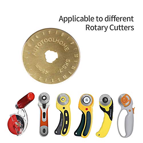 AUTOTOOLHOME 45mm Rotary Cutter Set with 10 Pack Titanium Rotary Blades Fabric Cutter SKS-7 Quilting Sewing Patchwork Tool