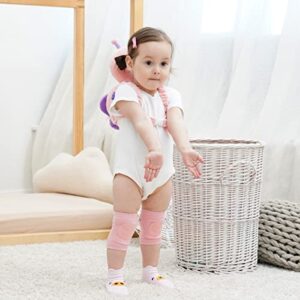 JunNeng Toddler Baby Head Protector Pad Safety Cushion with Knee Pads&Anti-Slip Socks (Butterfly),6 Months-3 Years