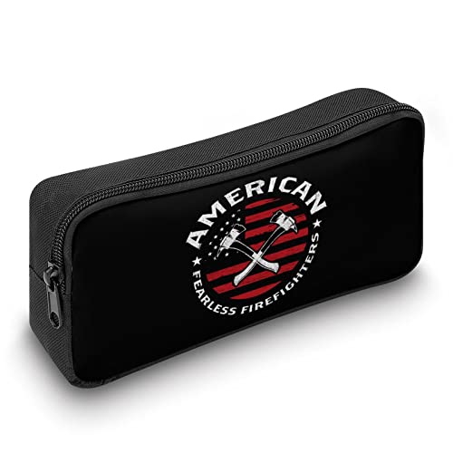 American Fearless Firefighter Pencil Case Pencil Pouch Coin Pouch Cosmetic Bag Office Stationery Organizer