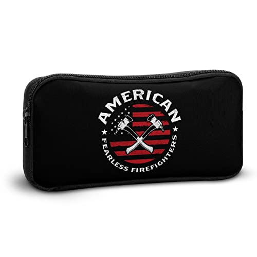 American Fearless Firefighter Pencil Case Pencil Pouch Coin Pouch Cosmetic Bag Office Stationery Organizer