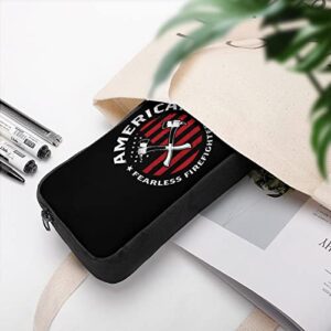 American Fearless Firefighter Pencil Case Pencil Pouch Coin Pouch Cosmetic Bag Office Stationery Organizer