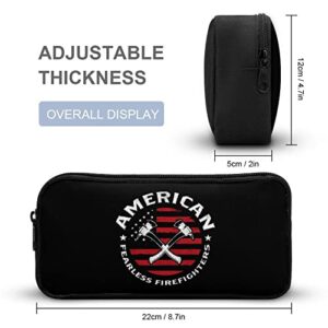 American Fearless Firefighter Pencil Case Pencil Pouch Coin Pouch Cosmetic Bag Office Stationery Organizer