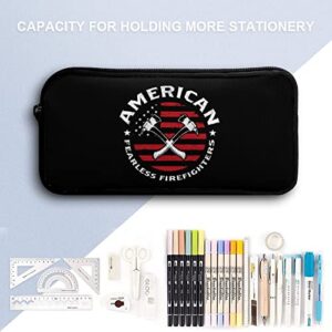 American Fearless Firefighter Pencil Case Pencil Pouch Coin Pouch Cosmetic Bag Office Stationery Organizer