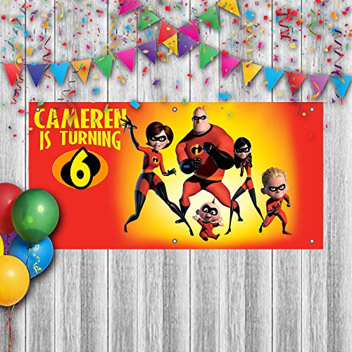 Personalized Birthday Banner for Incredibles Theme Party 24"x 48" or 42"x84"