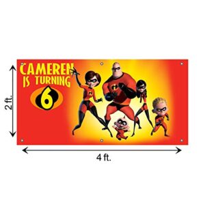 Personalized Birthday Banner for Incredibles Theme Party 24"x 48" or 42"x84"