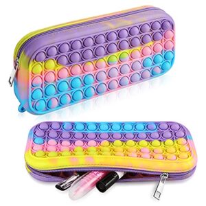 xnmoa pop pencil case,popping fidget toy pencil bag ,push bubble silicone sensory toy cute school supplies,large capacity pop sensory pencil box for teen girls office pen case women