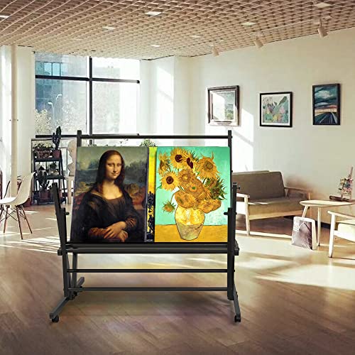 MYOYAY Movable Art Metal Print Rack, Printing Drying Display, Storage Stand for Artworks, Posters, Prints, Great Assistant for Shows & Galleries, Easy Moving with Rolling Casters, Well Hold 330Lb