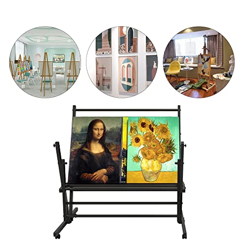 MYOYAY Movable Art Metal Print Rack, Printing Drying Display, Storage Stand for Artworks, Posters, Prints, Great Assistant for Shows & Galleries, Easy Moving with Rolling Casters, Well Hold 330Lb