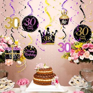 30th Birthday Decorations for Women Purple Gold 30th Birthday Hanging Swirls Hanging Swirls Decorations for Purple Gold 30 Years Old Party Supplies