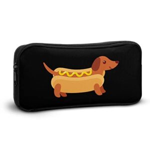 Dachshund in Hot Dog Bun with Mustard Pencil Case Pencil Pouch Coin Pouch Cosmetic Bag Office Stationery Organizer