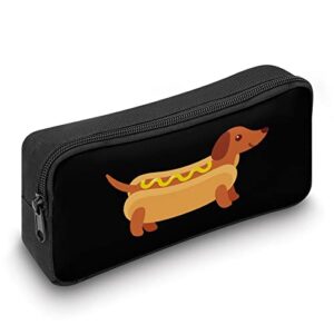 Dachshund in Hot Dog Bun with Mustard Pencil Case Pencil Pouch Coin Pouch Cosmetic Bag Office Stationery Organizer