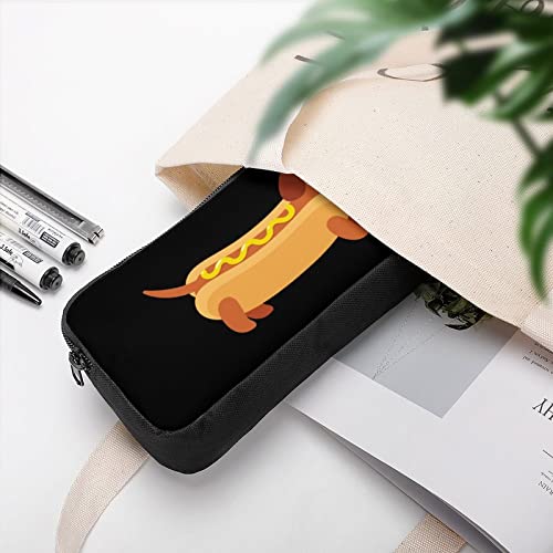 Dachshund in Hot Dog Bun with Mustard Pencil Case Pencil Pouch Coin Pouch Cosmetic Bag Office Stationery Organizer