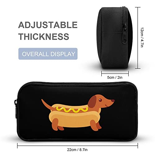 Dachshund in Hot Dog Bun with Mustard Pencil Case Pencil Pouch Coin Pouch Cosmetic Bag Office Stationery Organizer