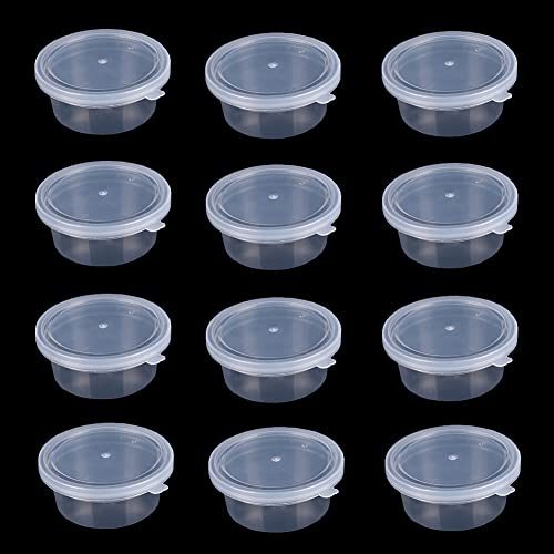 UUYYEO 24 Pcs Clear Plastic Slime Storage Containers Foam Ball Storage Cups Round Plastic Boxes Small Transparent Jars with Lids Craft Making Supplies