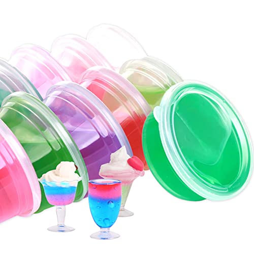 UUYYEO 24 Pcs Clear Plastic Slime Storage Containers Foam Ball Storage Cups Round Plastic Boxes Small Transparent Jars with Lids Craft Making Supplies