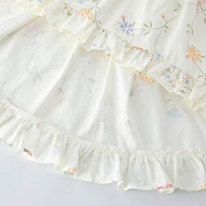 Toddler Vintage Floral Girls Dress Twirly Dresses Swallowtail Dress,White 3-4Y