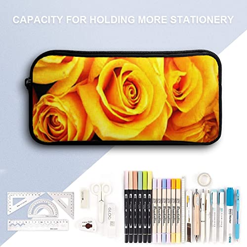 Yellow Rose Pencil Case Pencil Pouch Coin Pouch Cosmetic Bag Office Stationery Organizer