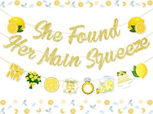 lemonade bridal shower decoration gold glitter she found her main squeeze banner garland for lemon citrus lemonade theme bride to be bachelorette wedding engagement party supplies