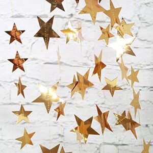 Gold Star Garland Banner Decorations - 156 Feet Bright Gold Paper Garland Hanging Decorations, Glitter Gold Star Bunting Banner for Wedding, Birthday, Holiday, Christmas Party