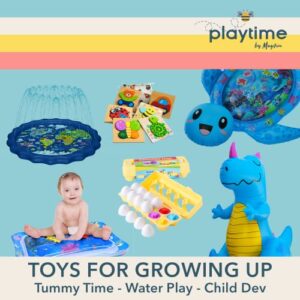 MAGIFIRE Playtime Baby Tummy Time Mat: Inflatable Water Mat for Infants 3-12 Months Old, Early Developmental Baby Toys, Perfect Baby Christmas Gifts, Stocking Suffers, Measures 27” x 21” Rectangle