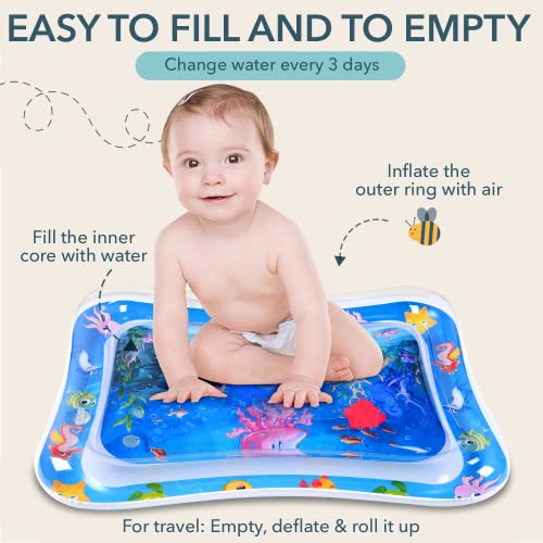 MAGIFIRE Playtime Baby Tummy Time Mat: Inflatable Water Mat for Infants 3-12 Months Old, Early Developmental Baby Toys, Perfect Baby Christmas Gifts, Stocking Suffers, Measures 27” x 21” Rectangle