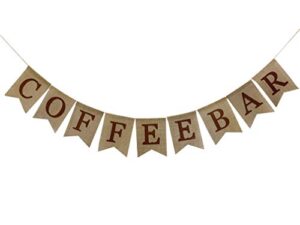 rustic burlap coffee bar banner for farmhouse wall and table decor,party supplies and decorations for kids birthday,wedding,anniversary,bachelorette,winter hot coffee bar sign for photo prop and backd