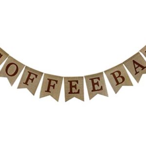 Rustic Burlap Coffee Bar Banner for farmhouse wall and table decor,Party Supplies and Decorations for Kids Birthday,Wedding,Anniversary,Bachelorette,Winter Hot Coffee Bar Sign for Photo Prop and Backd