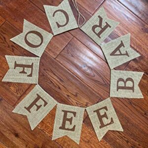 Rustic Burlap Coffee Bar Banner for farmhouse wall and table decor,Party Supplies and Decorations for Kids Birthday,Wedding,Anniversary,Bachelorette,Winter Hot Coffee Bar Sign for Photo Prop and Backd