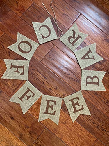 Rustic Burlap Coffee Bar Banner for farmhouse wall and table decor,Party Supplies and Decorations for Kids Birthday,Wedding,Anniversary,Bachelorette,Winter Hot Coffee Bar Sign for Photo Prop and Backd