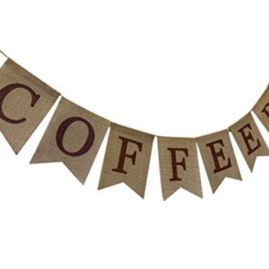 Rustic Burlap Coffee Bar Banner for farmhouse wall and table decor,Party Supplies and Decorations for Kids Birthday,Wedding,Anniversary,Bachelorette,Winter Hot Coffee Bar Sign for Photo Prop and Backd