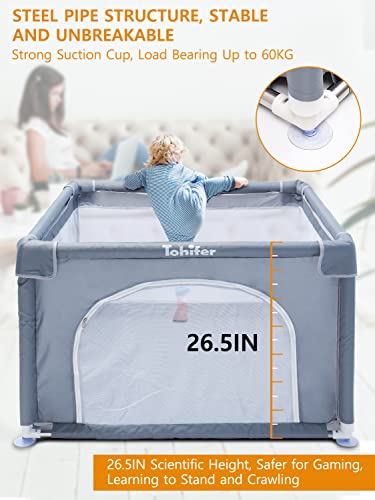 Baby Playpen, Baby Playard Small Space for Toddler with Gate, BPA-Free, Non-Toxic, Safe No Gaps Play Yards, Indoor & Outdoor Kids Activity Center with Anti-Collision Foam Protection - 36"x36"x26.5"