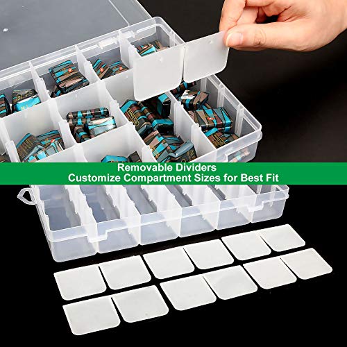 5Pack Plastic Organizer Box with Adjustable Dividers, 18 Compartments Jewelry Storage Container, Organizer Case for Washi Tape Bead Crafts Lego Pieces Letter Board Fishing Tackles Rock Collection