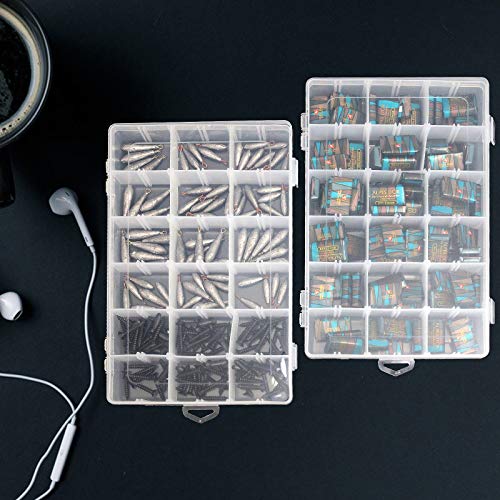 5Pack Plastic Organizer Box with Adjustable Dividers, 18 Compartments Jewelry Storage Container, Organizer Case for Washi Tape Bead Crafts Lego Pieces Letter Board Fishing Tackles Rock Collection