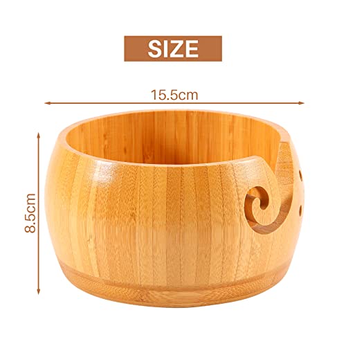 Nebel Natural Wooden Yarn Storage Bowl Crochet Knitting Needle Storage Holder Knitting Supplies Organizer