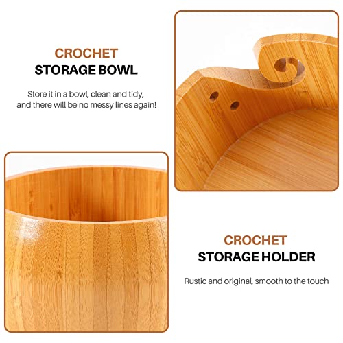 Nebel Natural Wooden Yarn Storage Bowl Crochet Knitting Needle Storage Holder Knitting Supplies Organizer