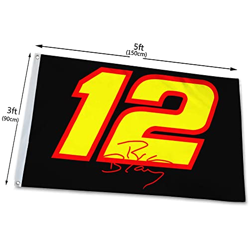 Bayyon Checkered Flag Ryan Blaney #12 Flag Banner 3x5Feet for Car Fans with Brass Grommets