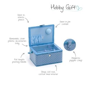 Hobby Gift 'Cornflower Polka Dot' Medium Rectangle Sewing Box 18.5 x 26 x 15cm (d/w/h)