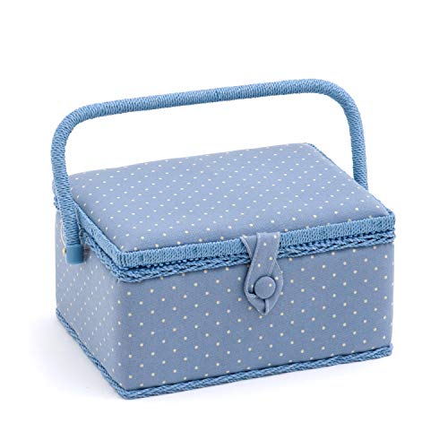 Hobby Gift 'Cornflower Polka Dot' Medium Rectangle Sewing Box 18.5 x 26 x 15cm (d/w/h)