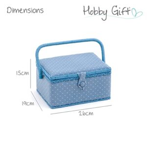 Hobby Gift 'Cornflower Polka Dot' Medium Rectangle Sewing Box 18.5 x 26 x 15cm (d/w/h)