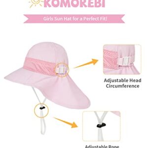 Baby Sun Hat Toddler Kids Girls Sun Hat UPF 50+ Protection Beach Hat Wide Brim Neck Flap Adjustable Fishing Hats for Girls Boys Pink 2-6T