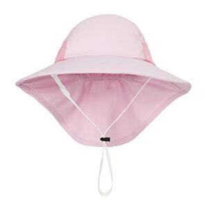 Baby Sun Hat Toddler Kids Girls Sun Hat UPF 50+ Protection Beach Hat Wide Brim Neck Flap Adjustable Fishing Hats for Girls Boys Pink 2-6T