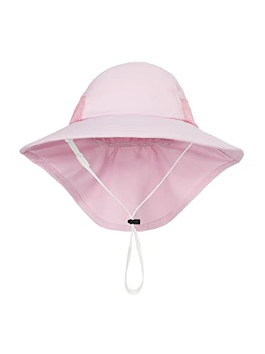 Baby Sun Hat Toddler Kids Girls Sun Hat UPF 50+ Protection Beach Hat Wide Brim Neck Flap Adjustable Fishing Hats for Girls Boys Pink 2-6T