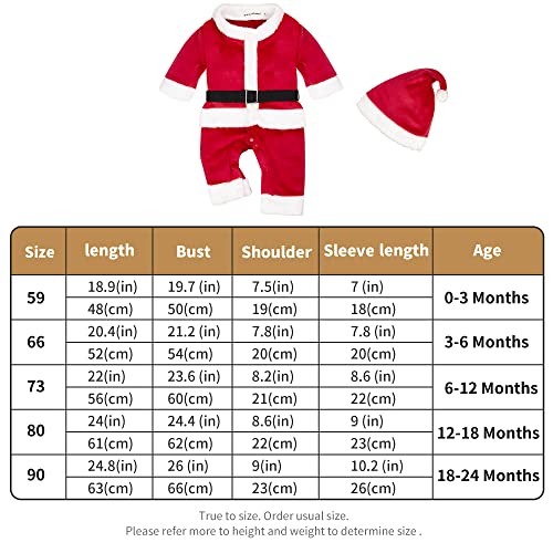 BIG ELEPHANT Unisex Baby 1 Piece Warm Christmas Long Sleeve Romper Pajama with Hat V01 (6-12 Months, Red)